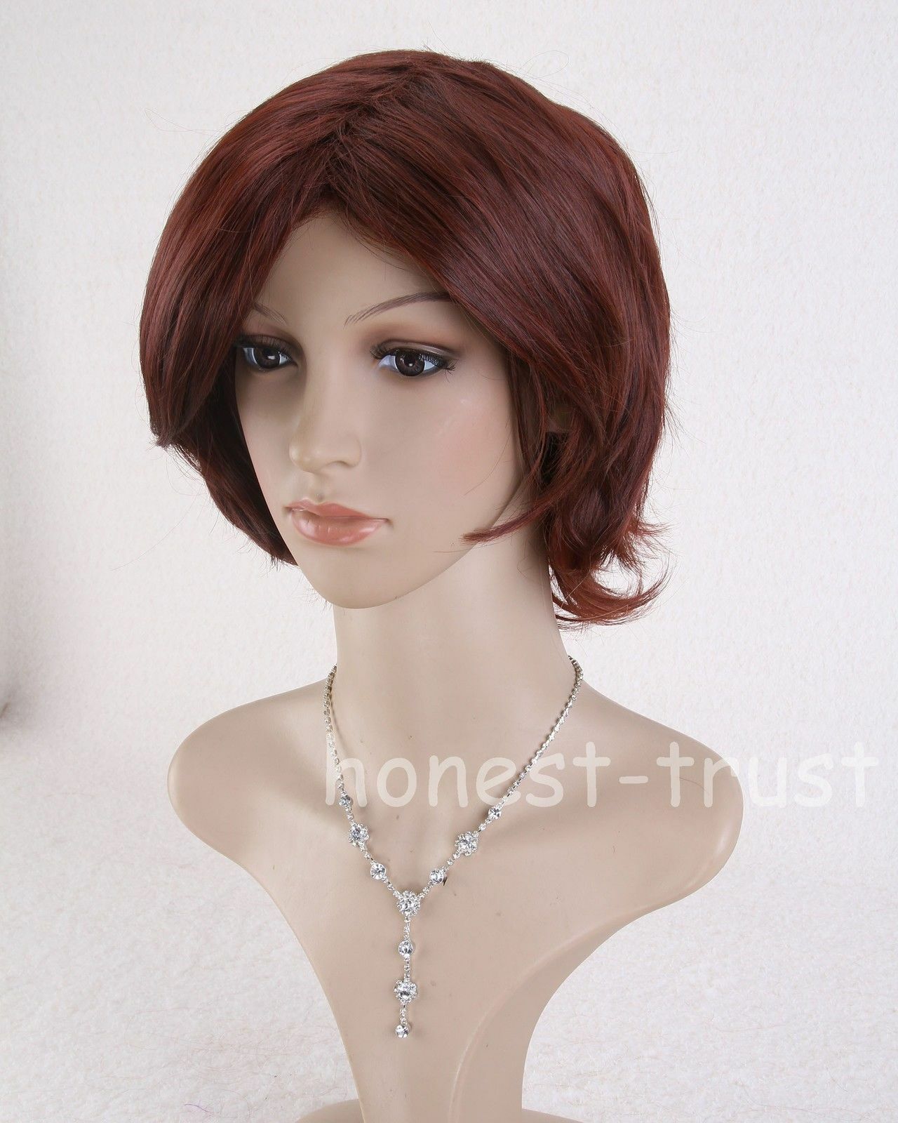 Short Burg Red Pixie Cut Wigs Natural Full Wig Cosplay Party Synthetic ...