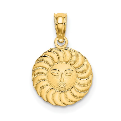14k Yellow Gold Smiling Sun With Textured Rays Charm Pendant | eBay