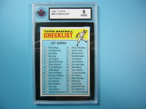1966 TOPPS MLB BASEBALL CARD #34 FIRST SERIES CHECKLIST KSA 8 NM/MINT ...