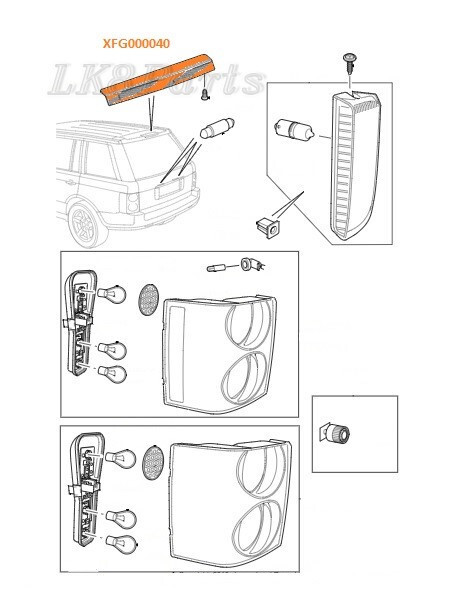 2003-2012 Land Rover Range Rover Third Brake Lamp Upper High Mounted ...