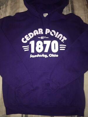 CEDAR POINT AMUSEMENT PARK Sweatshirt Hoodie Purple Adult LARGE GILDAN ...