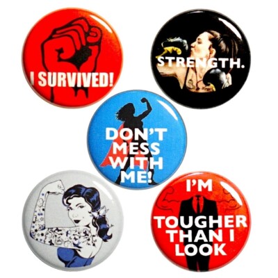 Vintage 80s 90s Style Pin Buttons Lot of 5 Strong Women Pins Buttons 1 ...