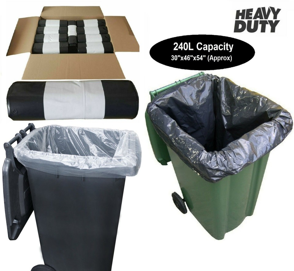 Wheelie Bin Liners 300L Black Standard Size Refuse Sacks Clear Bags ...