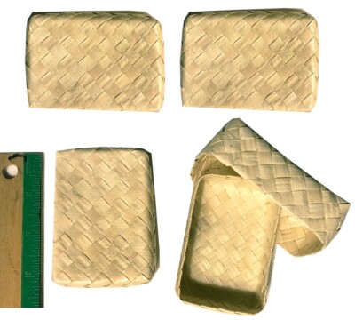 4 Weaved Gift Buri Boxes 3"x2"x1" Hawaiian Basket Keepsake Hawaii Hula ...