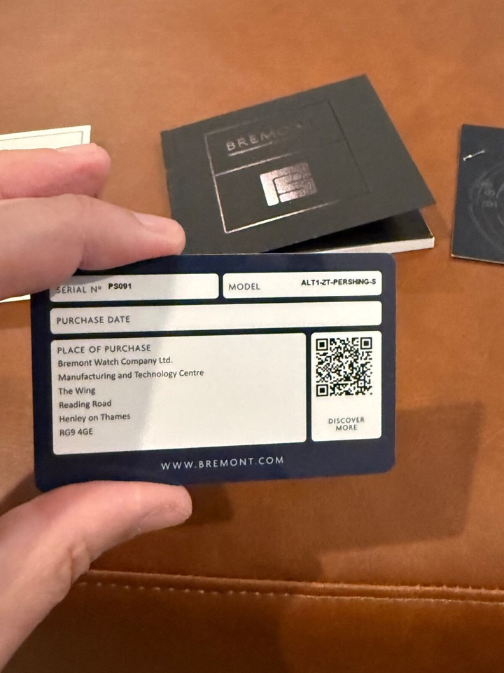 Bremont Watch Current Plastic Warranty card, Certificate and Booklet | eBay