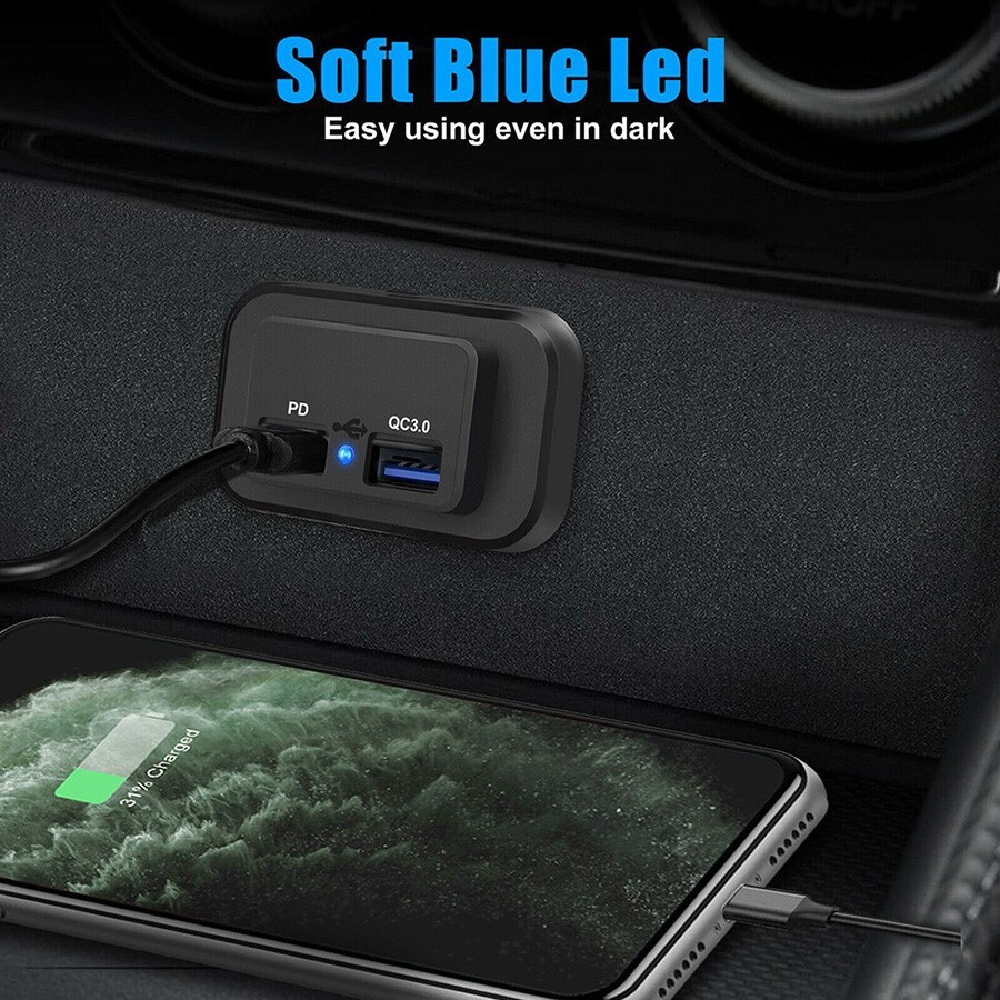 2 USB Car Charger Socket Power Outlet Adapter QC 3.0 Fast Charging ...