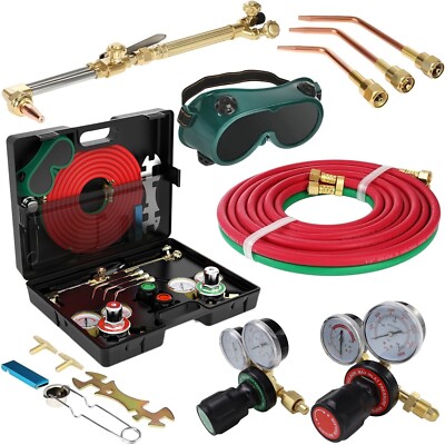 Oxygen Acetylene Gas Cutting Torch Regulator Welding Kit W/15' Hose ...