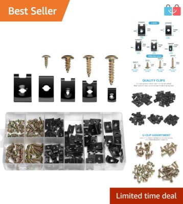 220Pcs Automotive Screws Clips Assortment Kit | 9 Size U Clips ...