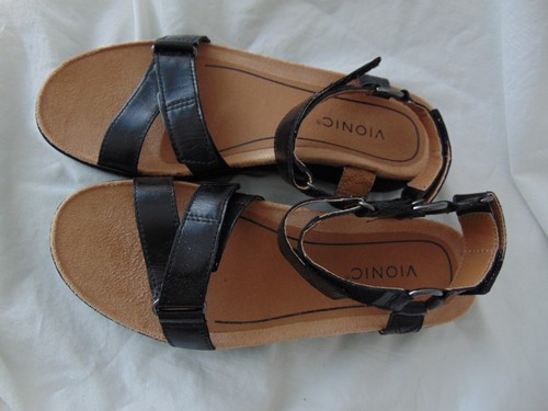 Vionic Kayan Black Leather Strappy Platform Sandal Women's size 8 NEW ...
