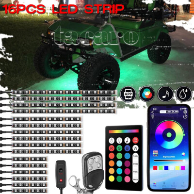16X bluetooth Smart Color Golf Cart LED Neon Light Under Glow Accent ...
