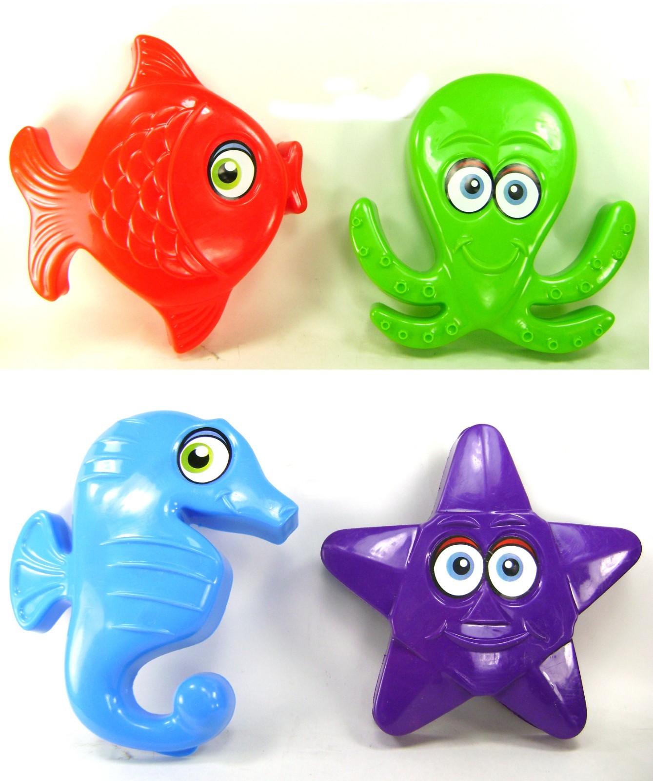 FISH OCTOPUS SEAHORSE STARFISH SAND MOLD SET of 4 Beach Toys Sandbox ...