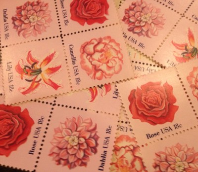 16 Pink Flower Stamps For Holiday, Wedding And Valentine Mail | eBay