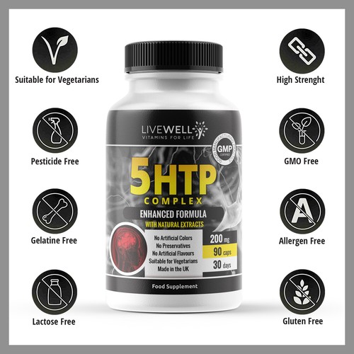 5HTP 5 HTP Helps Serotonin, Insomnia, Anxiety, Stress, Mood, 200mg 90 ...