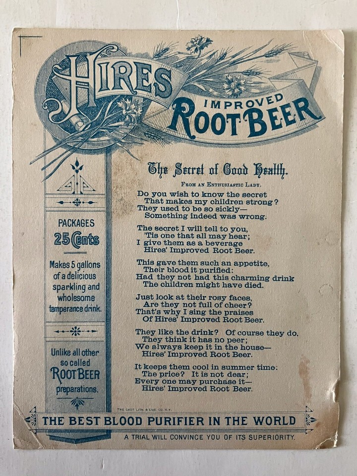 Victorian Hires Root Beer Trade Card Circa 1888 Young Child In Pink ...