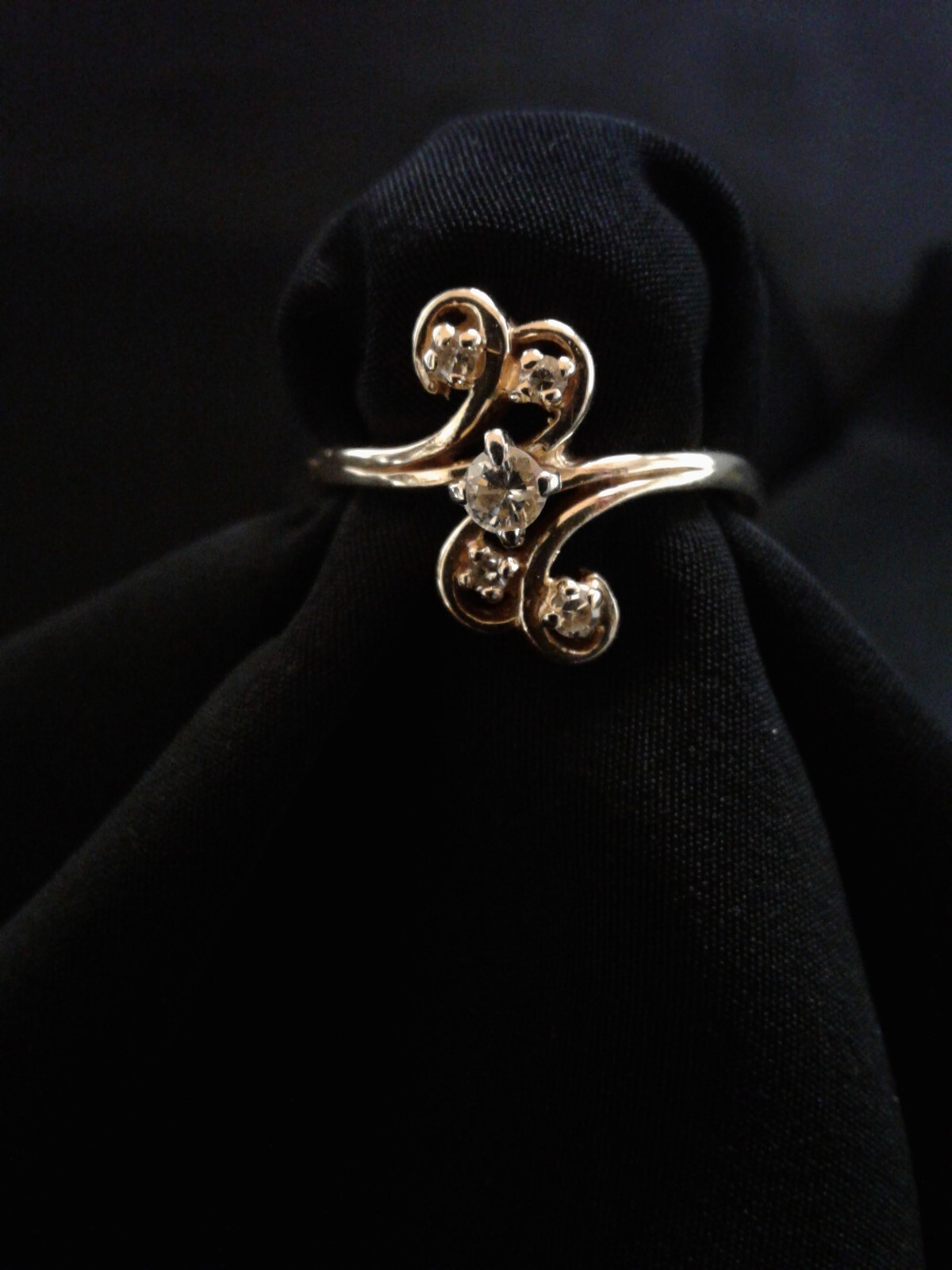 REDUCED! 14K Yellow Gold Five Diamonds Freeform Ring-Size 9.5 | eBay