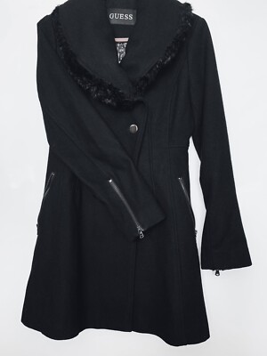 Guess Black Coat, 52% Wool, Princess Style Coat. | eBay