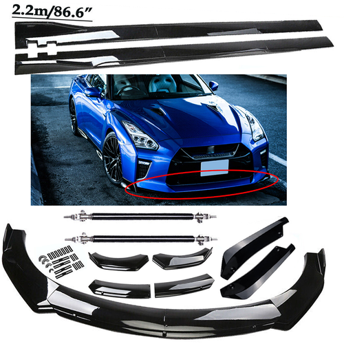 For NISSAN GT-R 2009-2021 Front Bumper Lip Spoiler Kit +86.6" Car Side ...