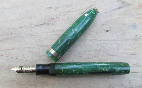 Vintage Sheaffer Green Marble Ring-top White Dot Fountain Pen - Fine ...