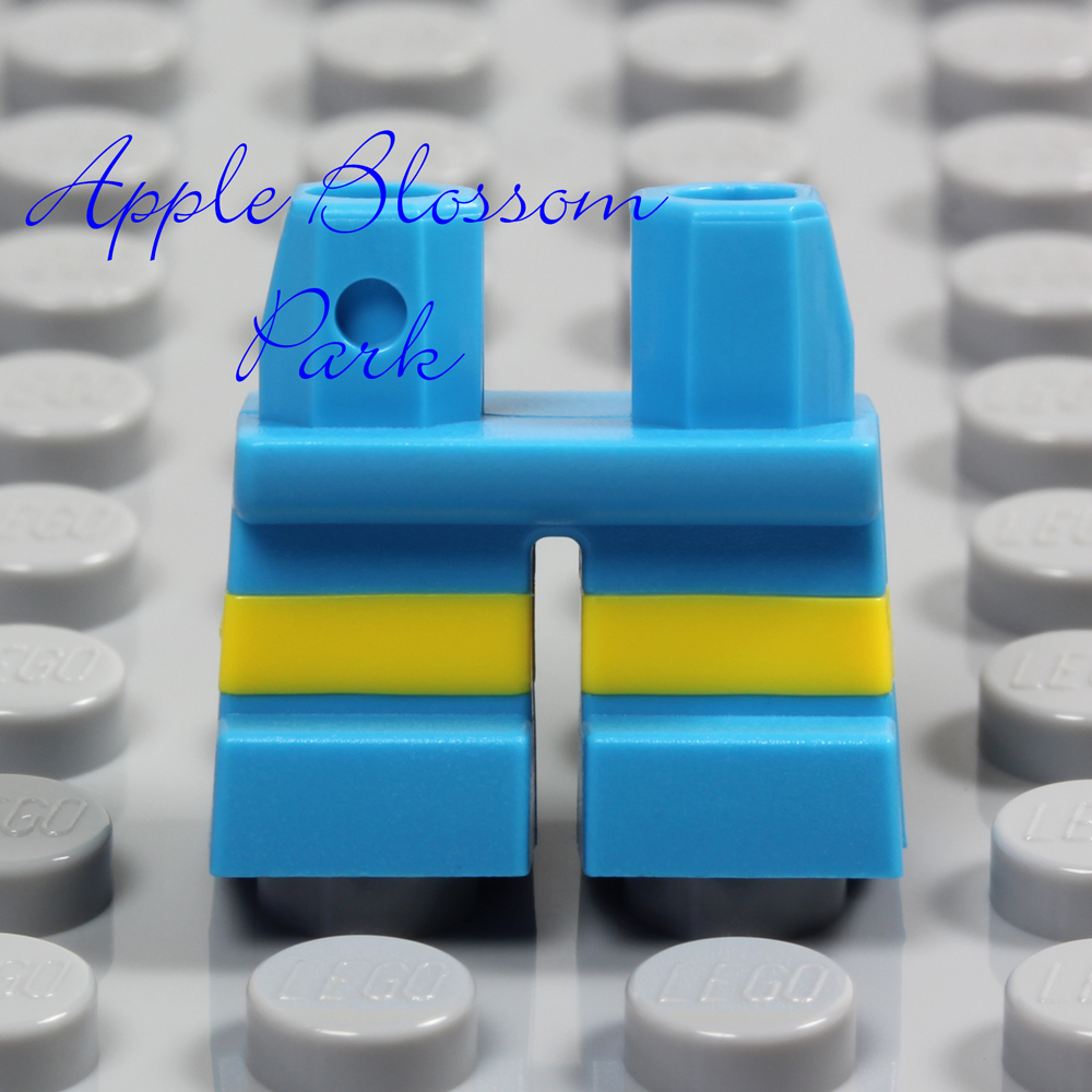 NEW Lego Minifig Striped BLUE SHORT LEGS -Boy Girl Azure Yellow Kid ...