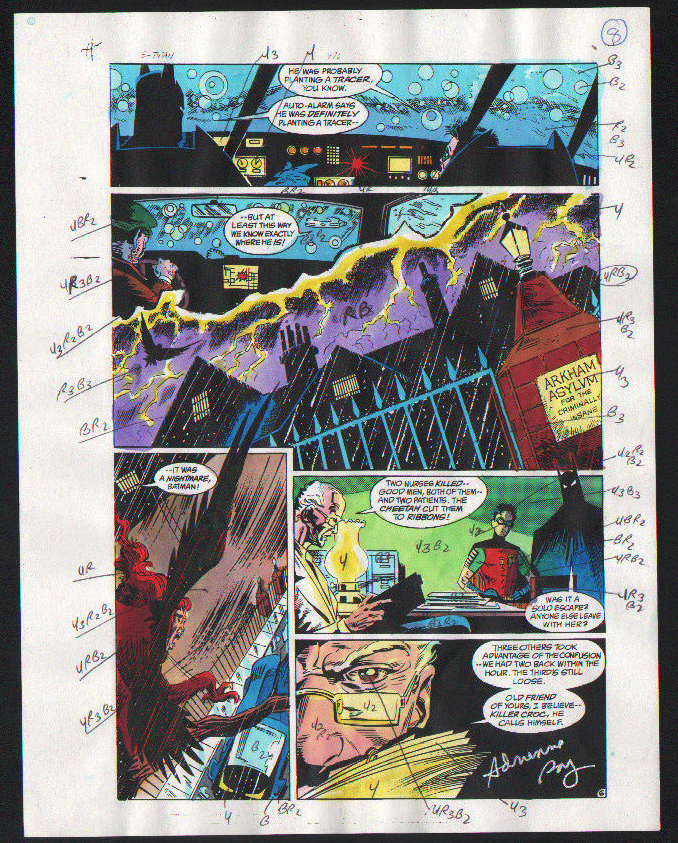 BATMAN #470 OF GODS AND MEN HAND COLORED GUIDE SIGNED BY ADRIENNE ROY ...