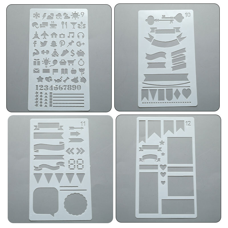 12pcs Stencil Set Planner DIY Drawing Template Journal Notebook Diary ...