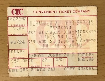 1980 WBA BOXING CHAMP THOMAS HEARNS V JOSE CUEVAS JOE LOUIS DETROIT ...