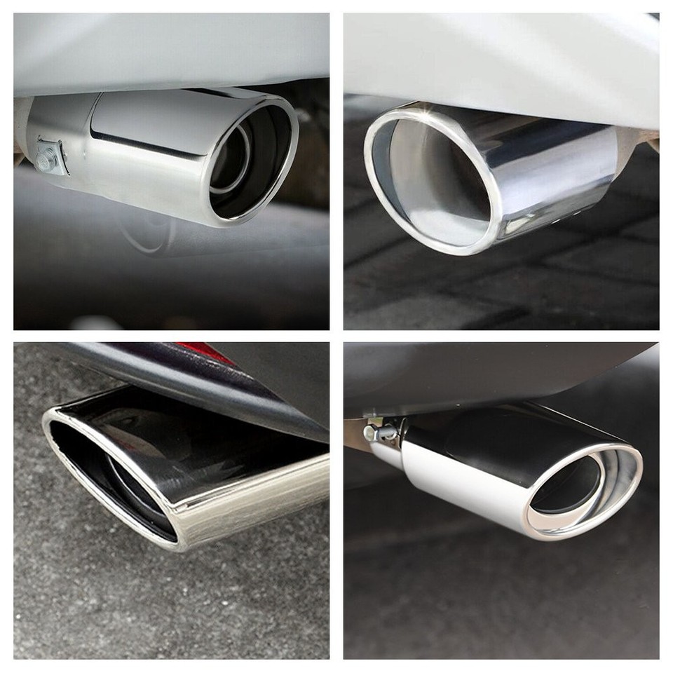 Stainless Steel Round Pipe Exhaust Tail Muffler Auto Chrome Car Tip ...