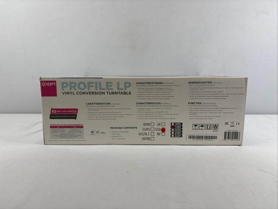 Ion Profile LP Vinyl Conversion Turntable Record Play NEW In Box | eBay