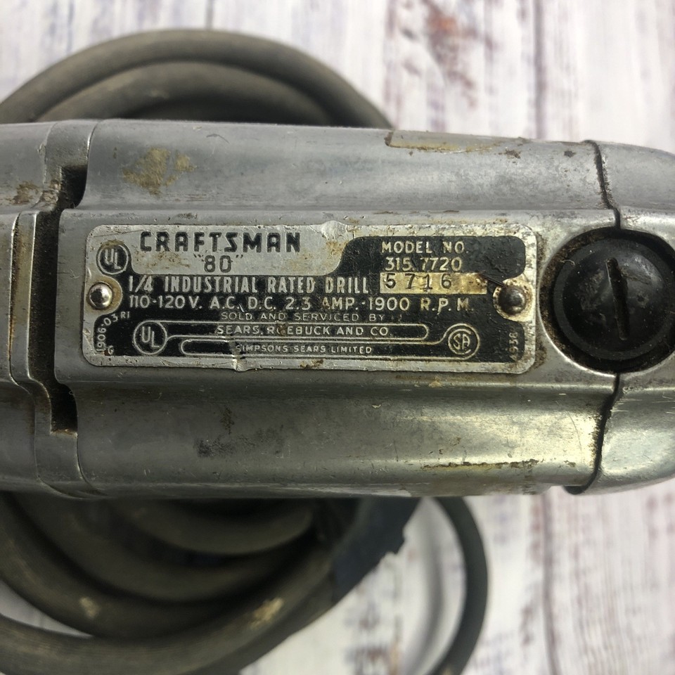 VINTAGE Craftsman 1/4” Electric Drill (Works) All Original | eBay