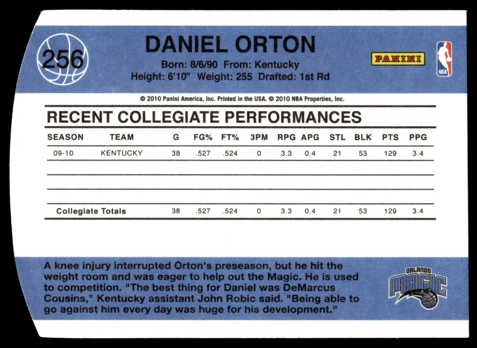 2010-11 Donruss #256 Daniel Orton RC | eBay