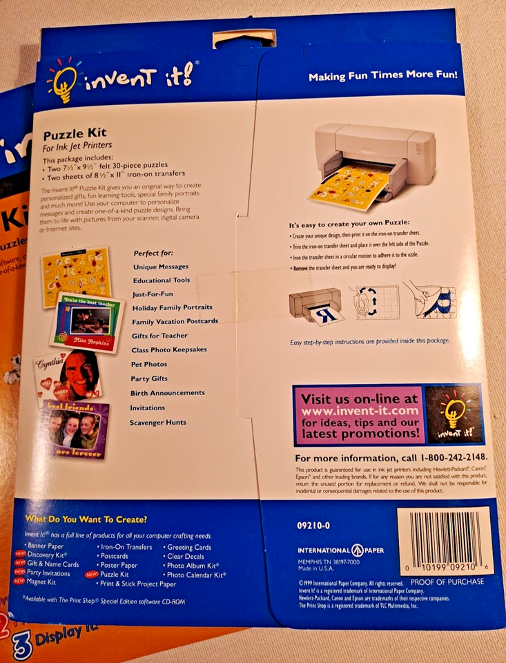 2x Invent It Puzzle Kit for Ink Jet Printers Create Your Own Jigsaw NEW ...
