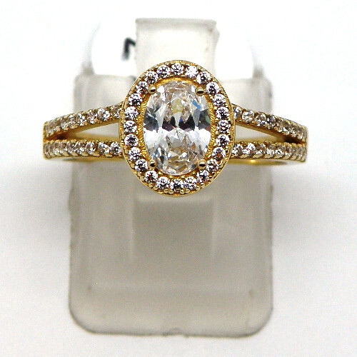 14k Yellow Gold Oval Cubis Zirconia Ladies Ring | eBay