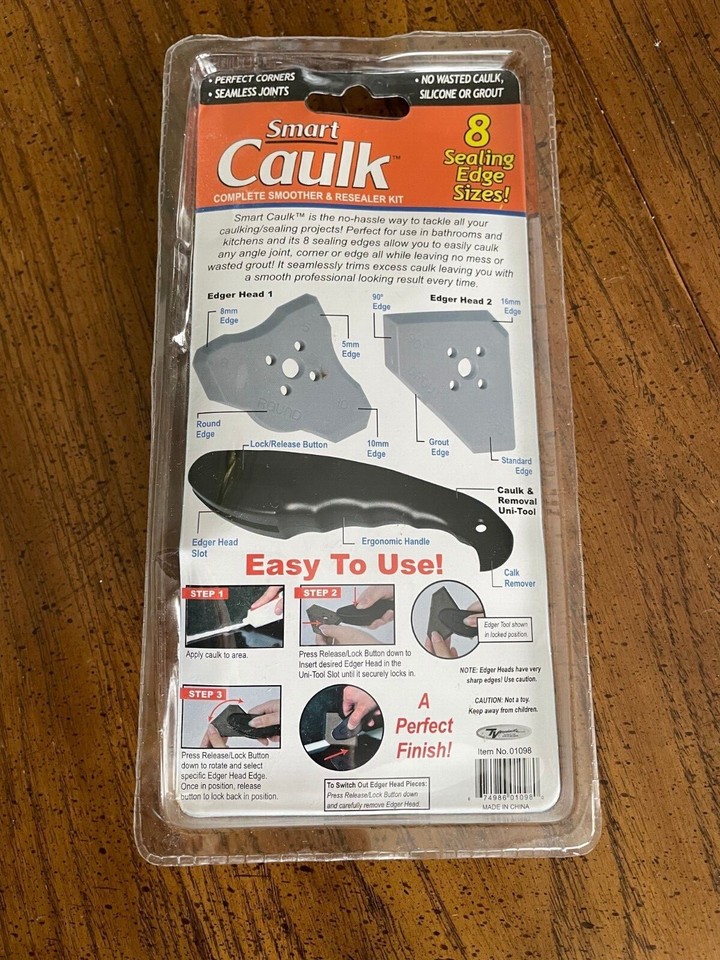Smart Caulk Tool Kit - 8 Sealing Edge Sizes! Removal Tool, Scraper NEW ...