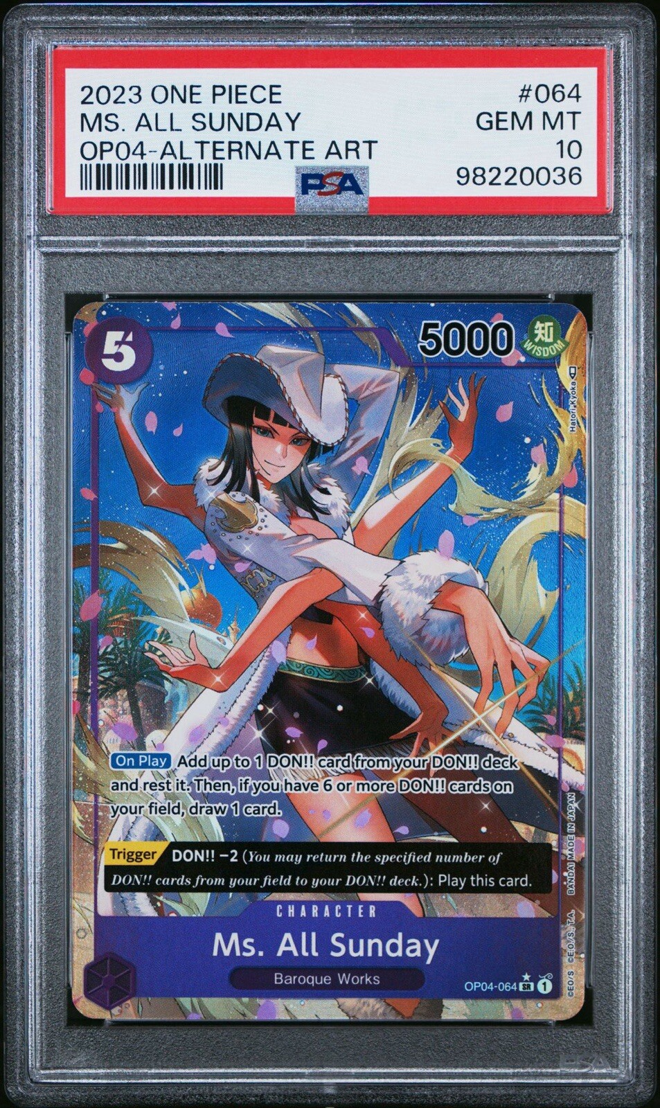 PSA 10 English One Piece Ms. All Sunday OP04-064 SR Alt Art Kingdoms of ...
