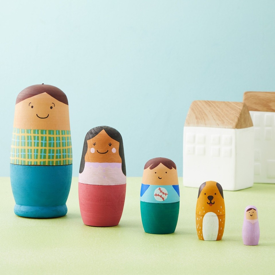 5 Piece Set Unpainted Blank Russian Nesting Dolls for DIY Crafts, Art ...