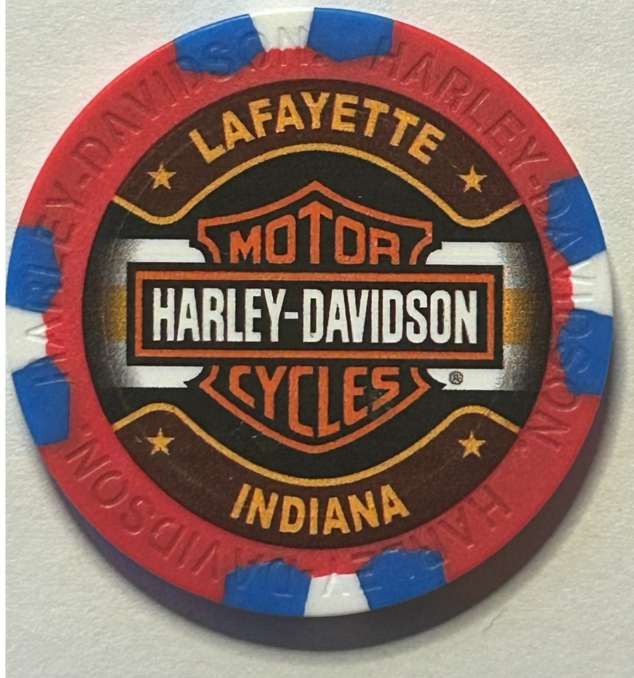 Hunter's Moon Harley Davidson Wide Print Poker Chip Red & Blue | eBay
