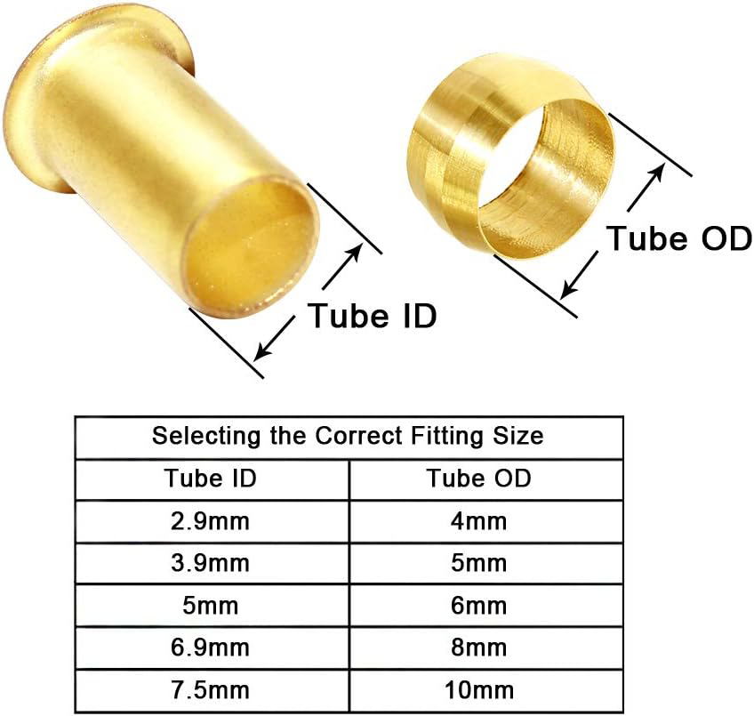 Beduan Brass Compression Fitting, 6mm Tube OD*4mm Tube ID Compression ...