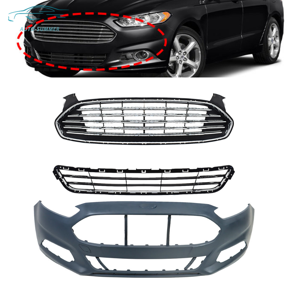 For 2013 2014 2015 2016 Ford Fusion Front Bumper Cover + Upper & Lower ...