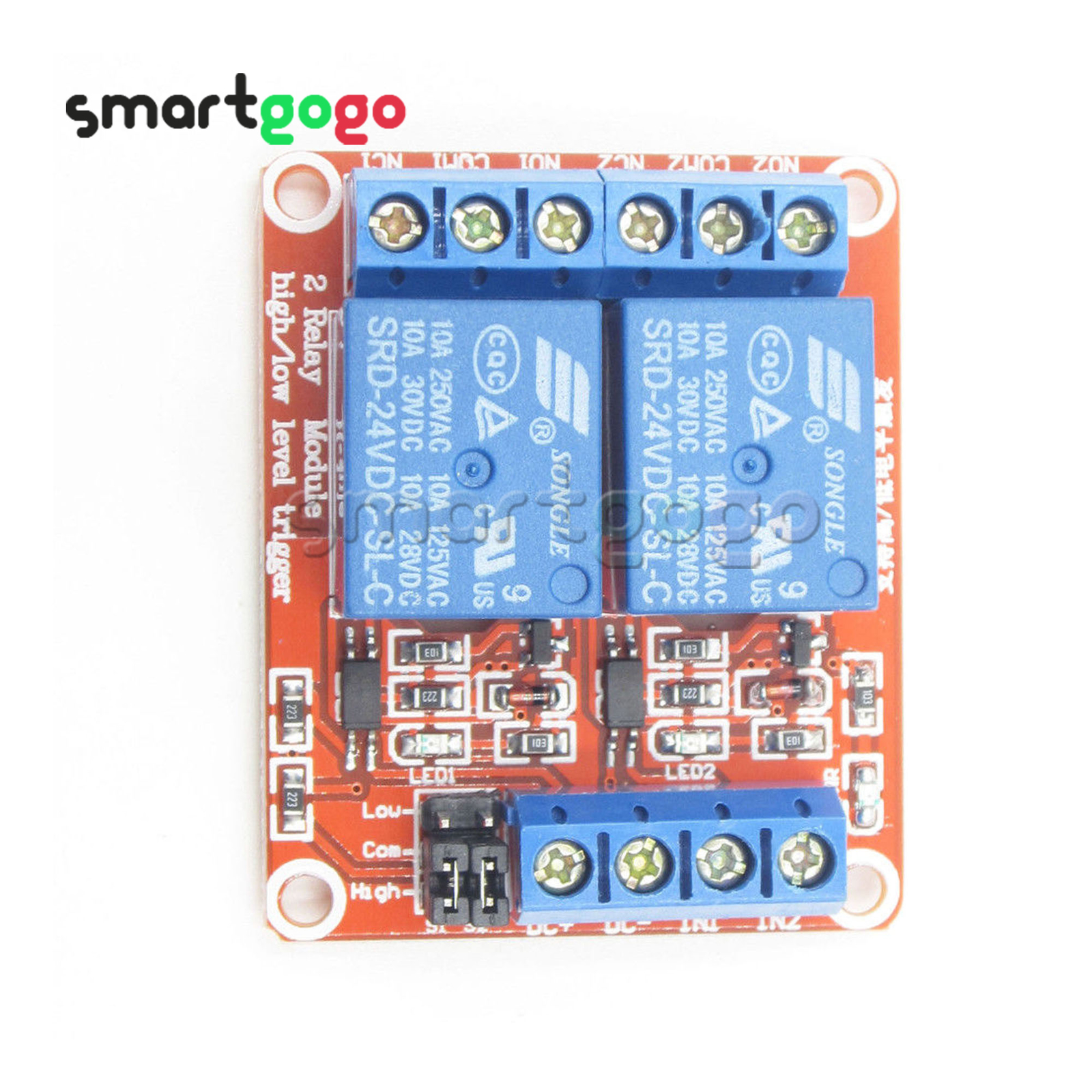 1CH/2CH/4CH Relay Module Board With Optocoupler H/L Level Triger 5/9/12 ...