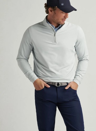 Peter Millar British Grey Perth Performance Quarter-Zip Shirt Men's ...