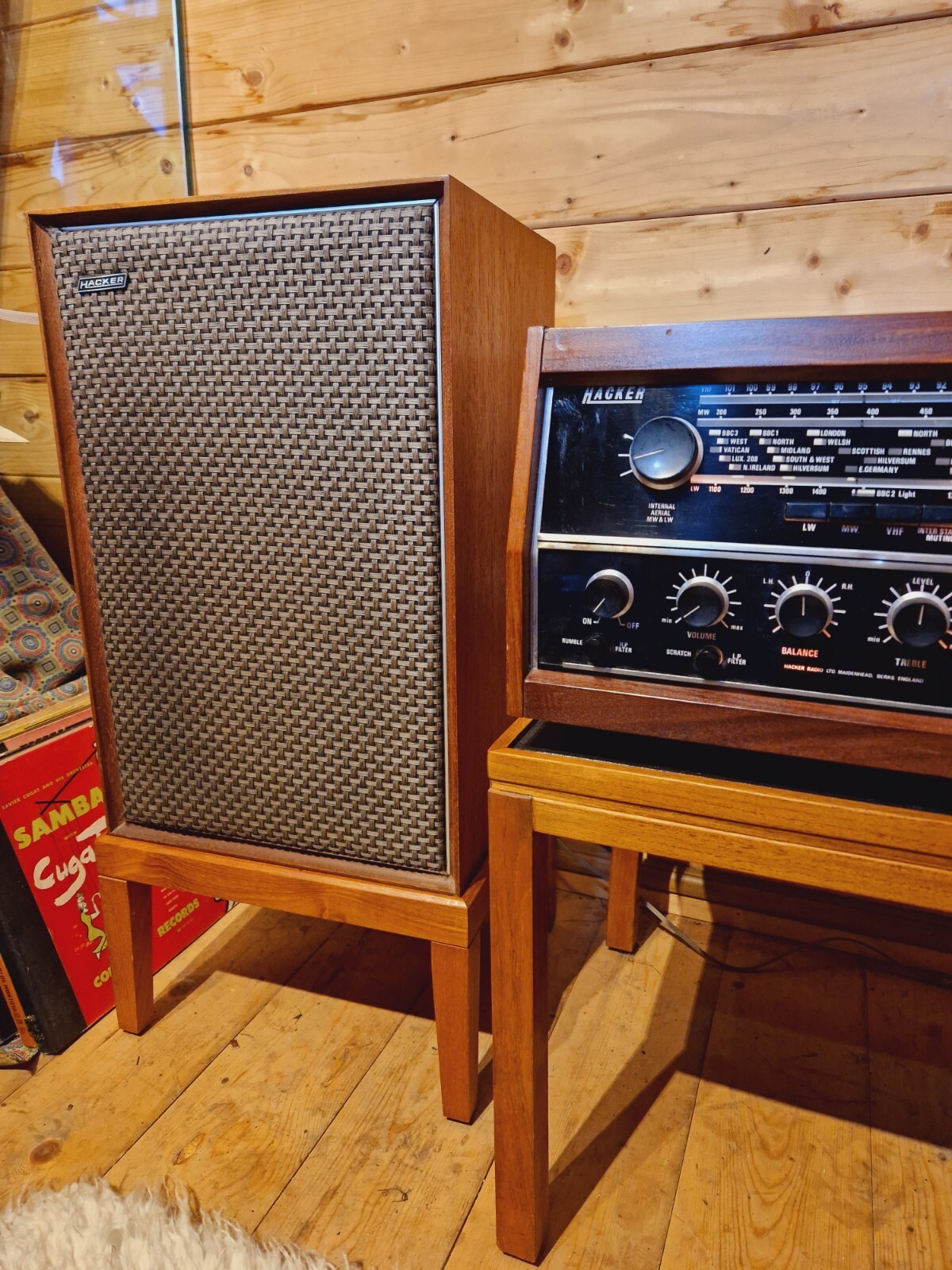 Timewarp vintage Hacker GAR1000 Radiogram Record Player + Teak Stands ...