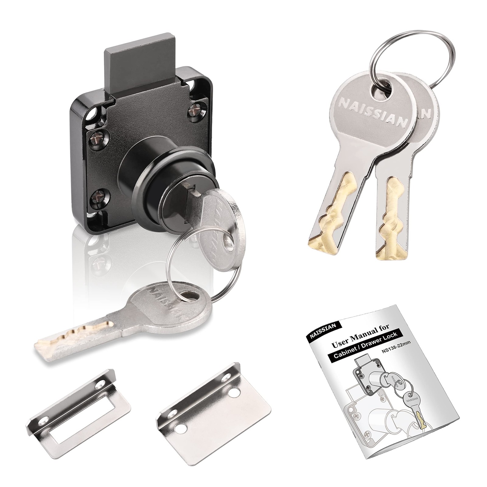 1 PCS Cabinet Lock with Keys 7/8 Inch Desk Drawer Latch Home Black ...