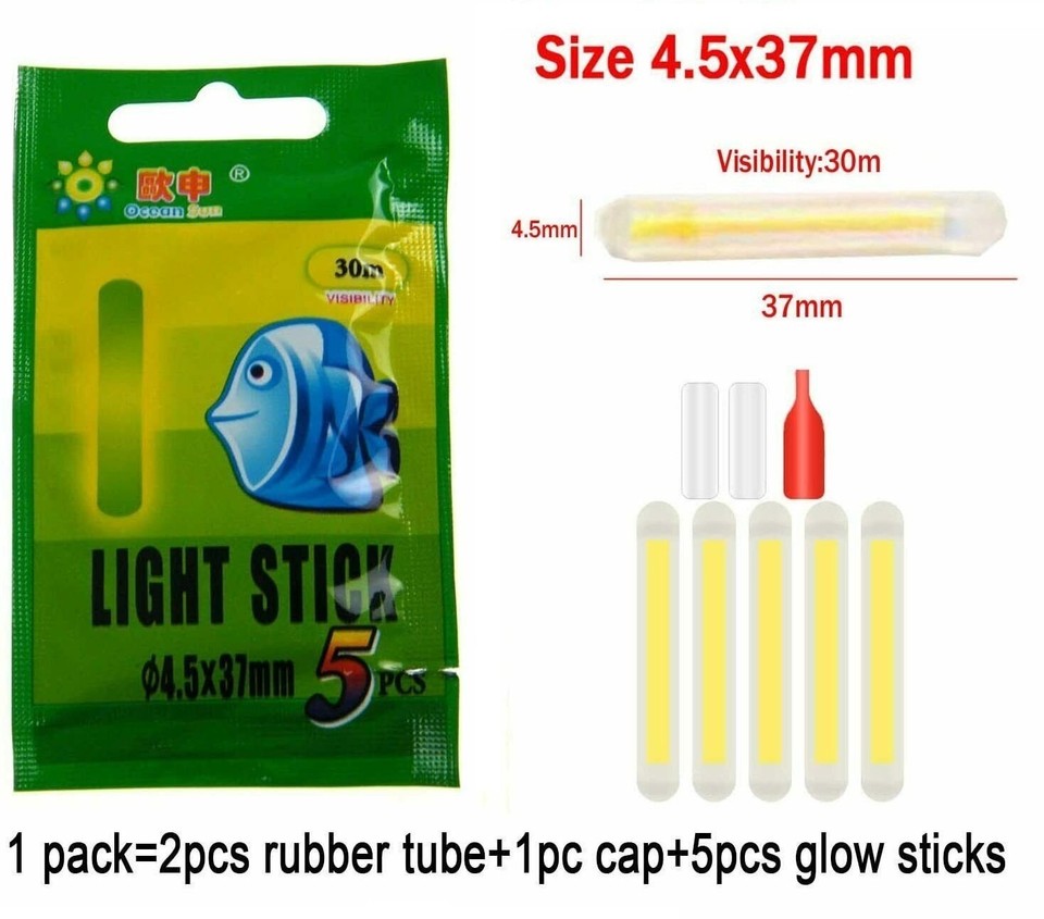 200pcs Light Fishing Lightstick Fluorescent Float Night Dark Glow Stick ...