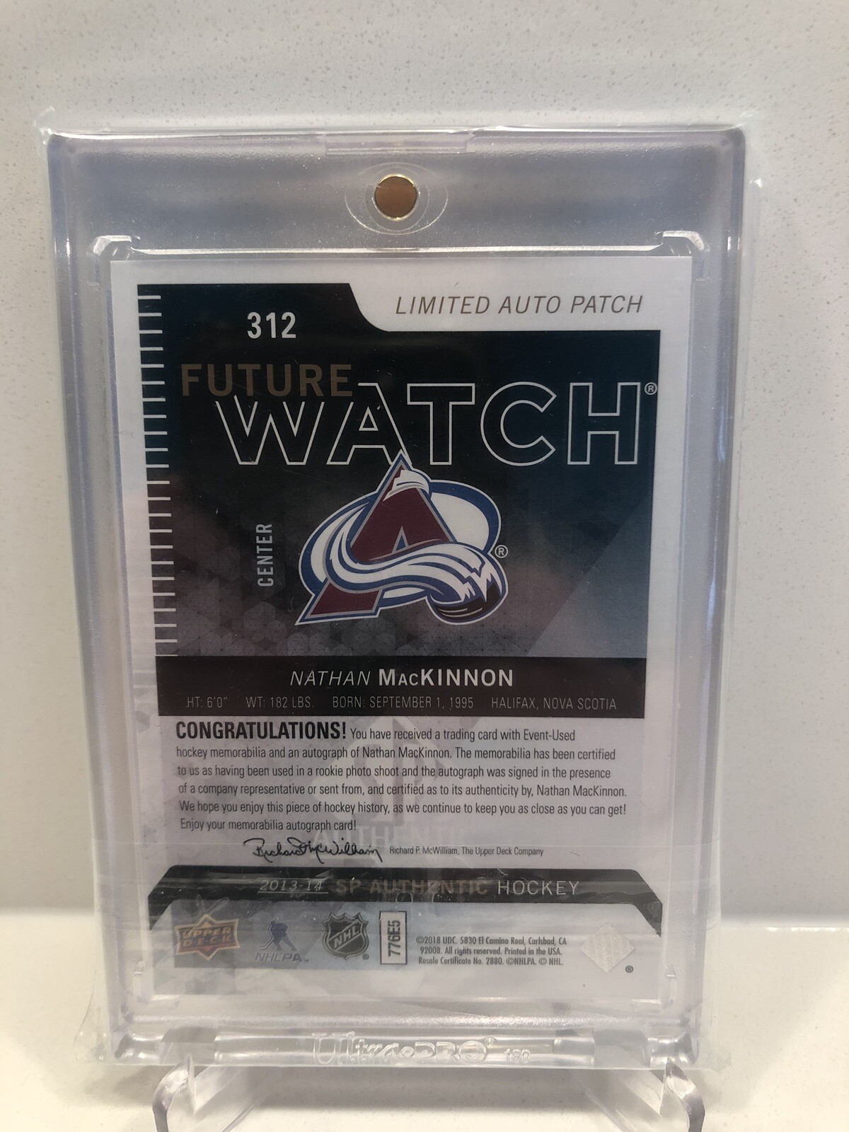 13-14 SP Authentic Future Watch Patch Auto Nathan MacKinnon 3 CLR /100 ...