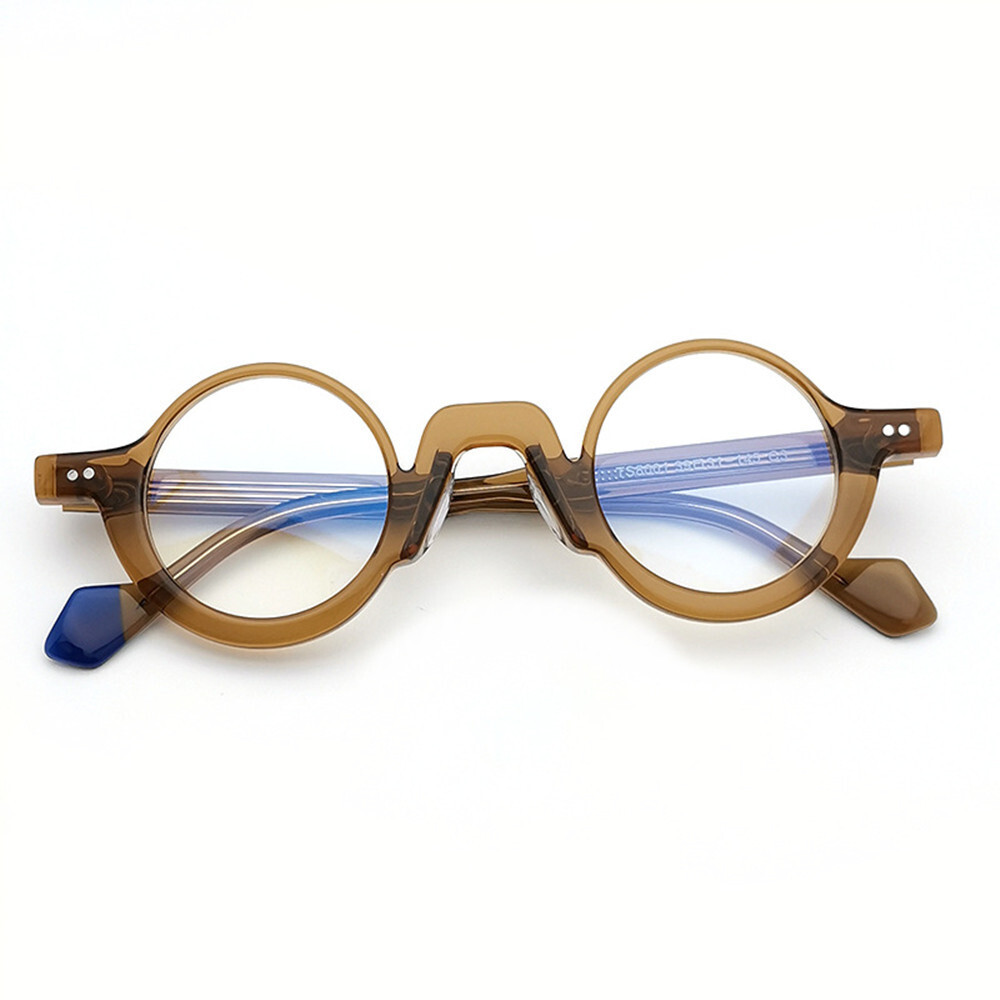 Small Round 39mm Retro Eyeglasses Frames Acetate Full Rim Durable ...