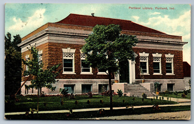 Postcard Indiana IN c.1900's Public Library Portland Y8 | eBay