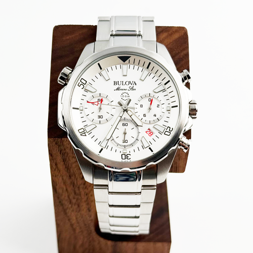Bulova 96B255 Men's Marine Star Watch White Dial Six-hand Sports ...