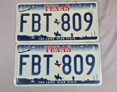 EXPIRED TEXAS TRUCK LICENSE PLATE SET SPACE SHUTTLE COWBOY FBT 809 | eBay