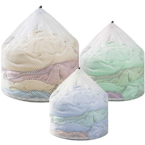 Pcs Laundry Mesh Wash Bags, Drawstring Net Laundry Bag for Washing ...