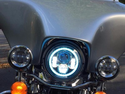 Chrome Daymaker Set 7" Blue Halo Headlight + 4.5" Blue Halo Fog Lights ...